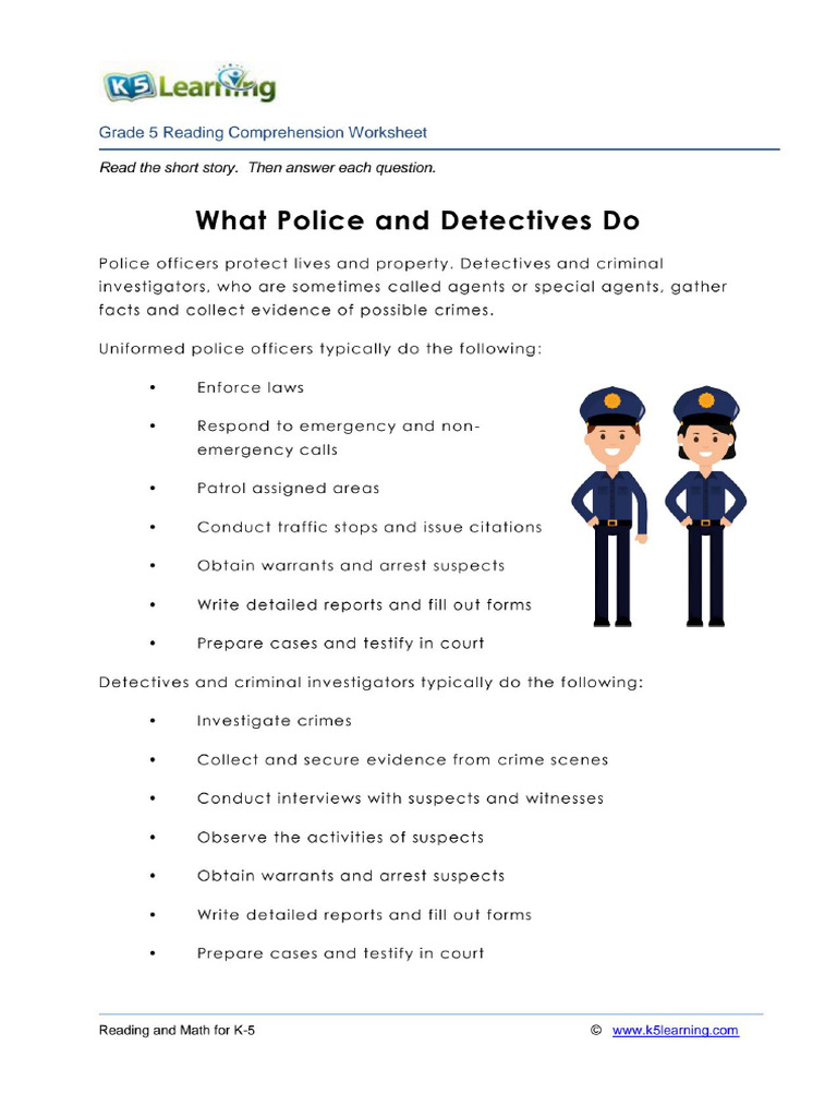 5th Grade 5 Reading Police | PDF
