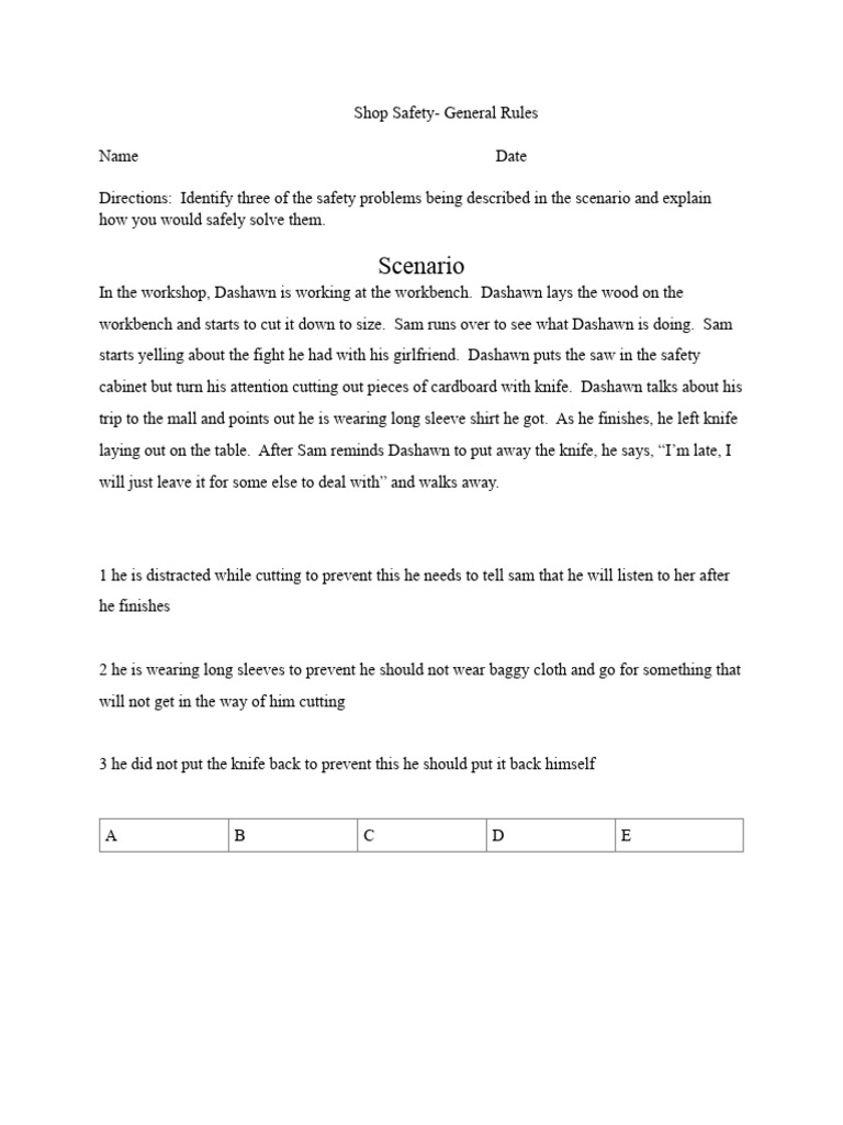 Safety Scenario - General+ | PDF