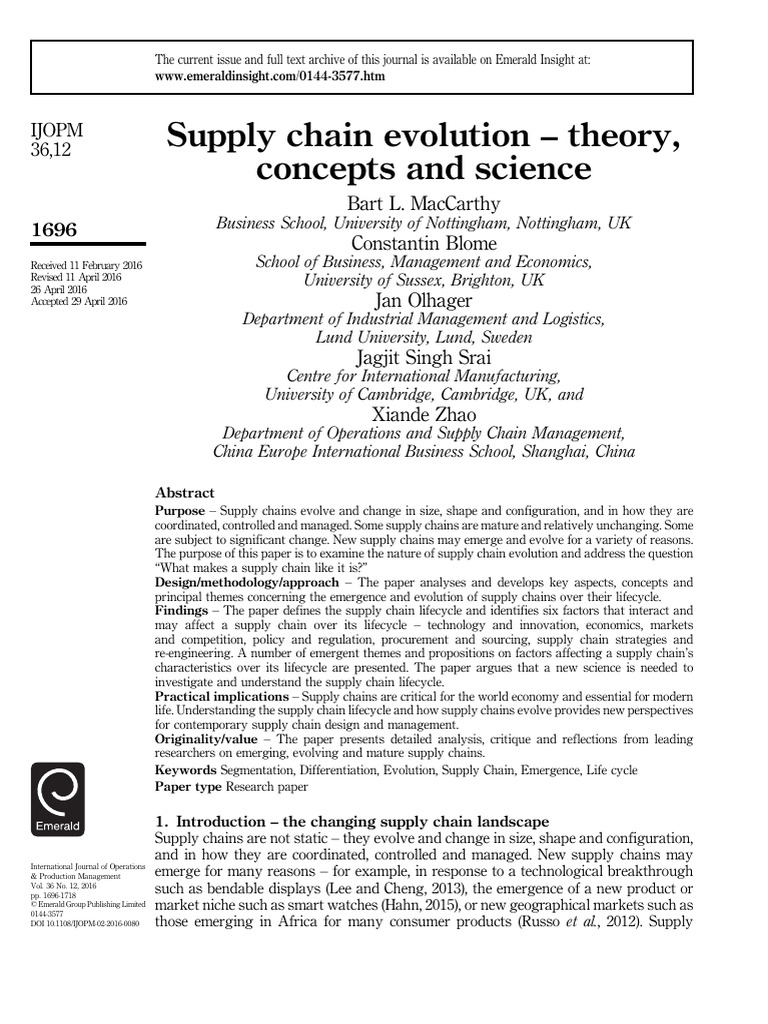MacCarthy SC Evolution | PDF | Supply Chain | Product (Business)