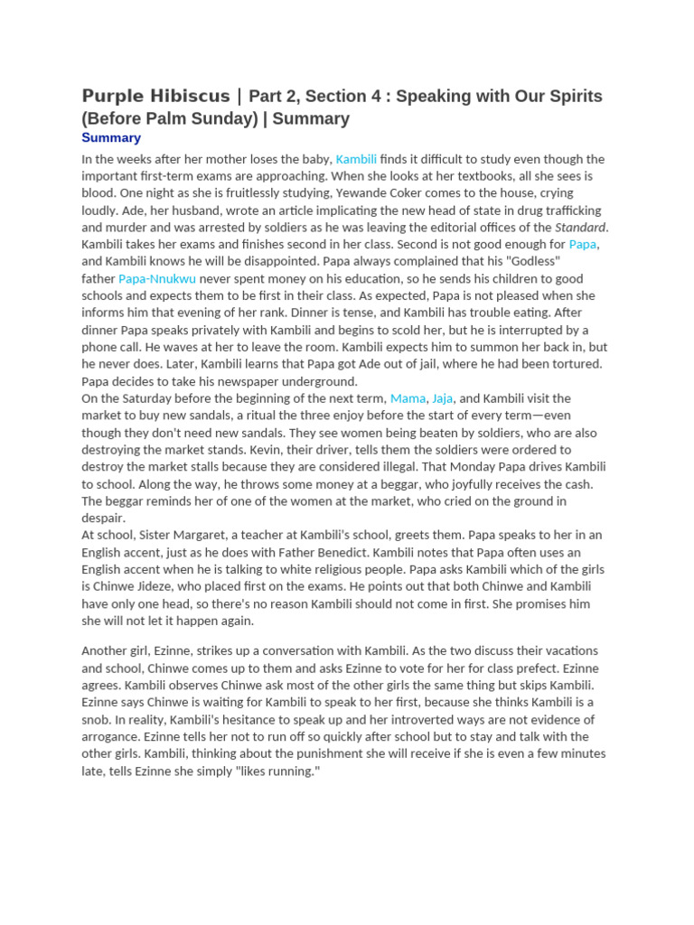 19) Purple Hibiscus (Chapter 4) | PDF
