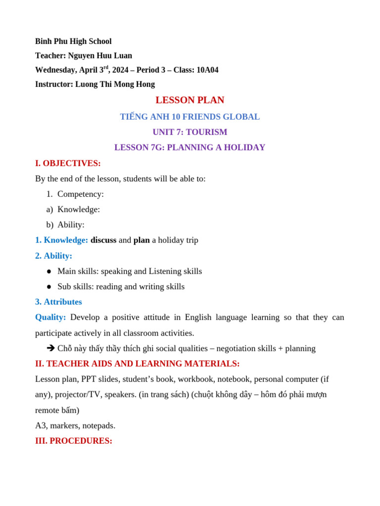 Unit7 Speaking | PDF | Lesson Plan | Cognitive Science