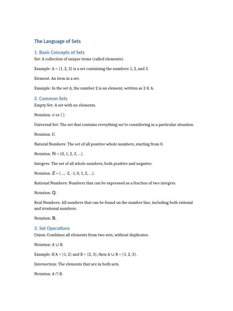 Language of Sets | PDF | Set (Mathematics) | Function (Mathematics)