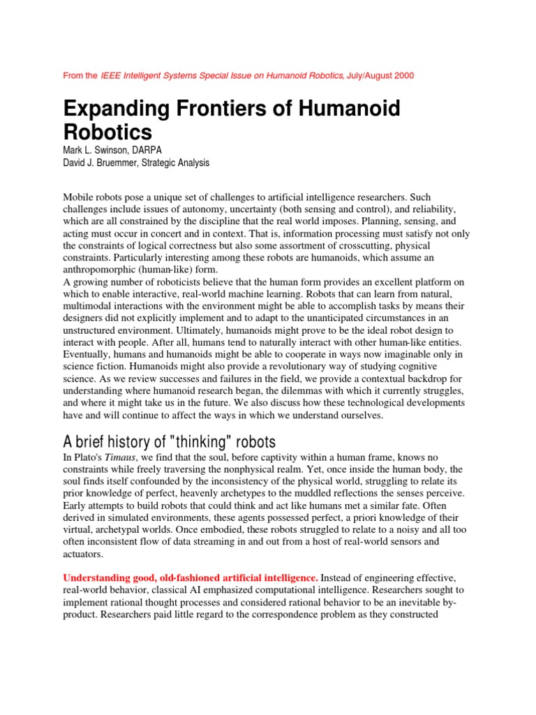 Expanding Frontiers of Humanoid Robotics | PDF | Robot | Robotics