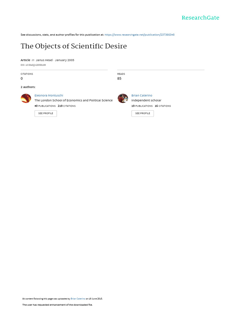 The Objects of Scientific Desire | PDF | Immanuel Kant | Experience