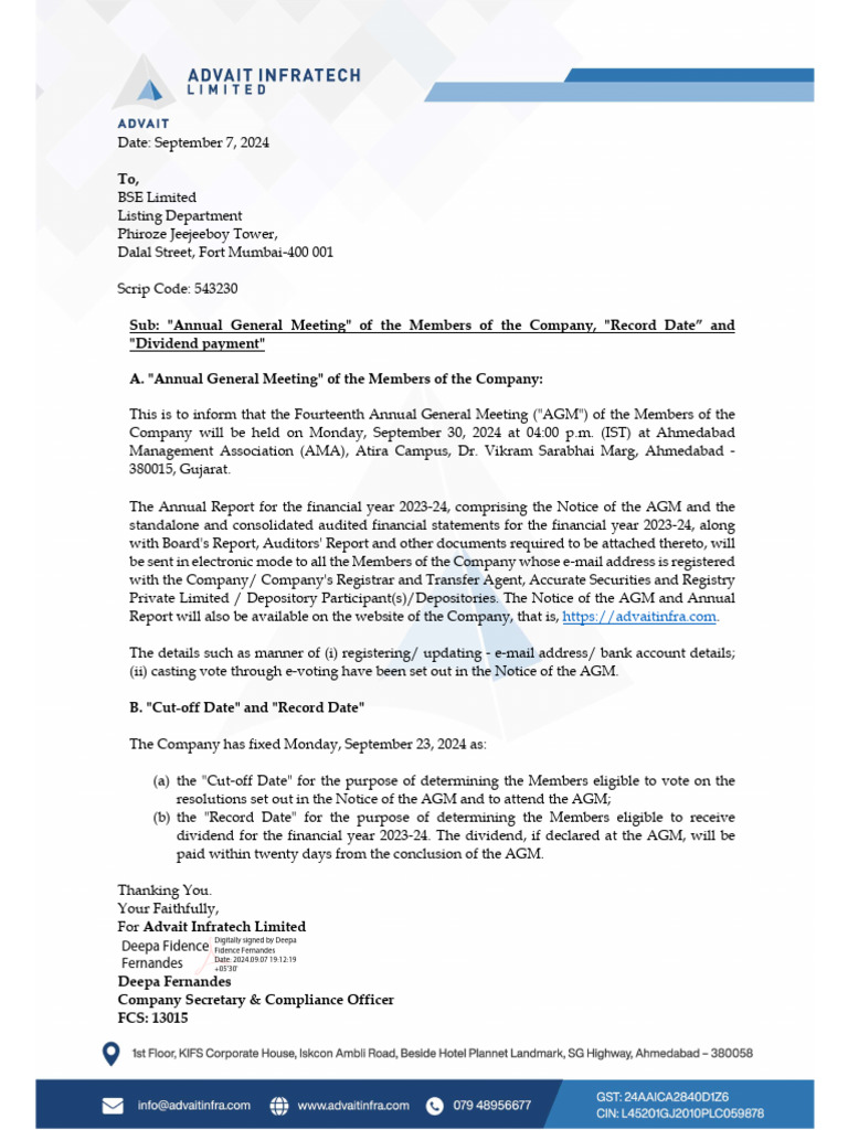 Advait Infra ANuual Report 2024 | PDF | Electric Power Transmission ...