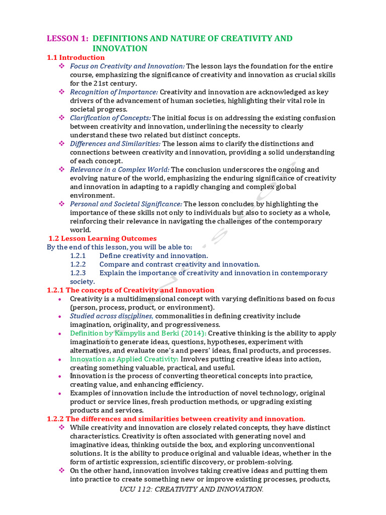 Creativity and Innovation (4) - 1 | PDF | Creativity | Nature Versus Nurture