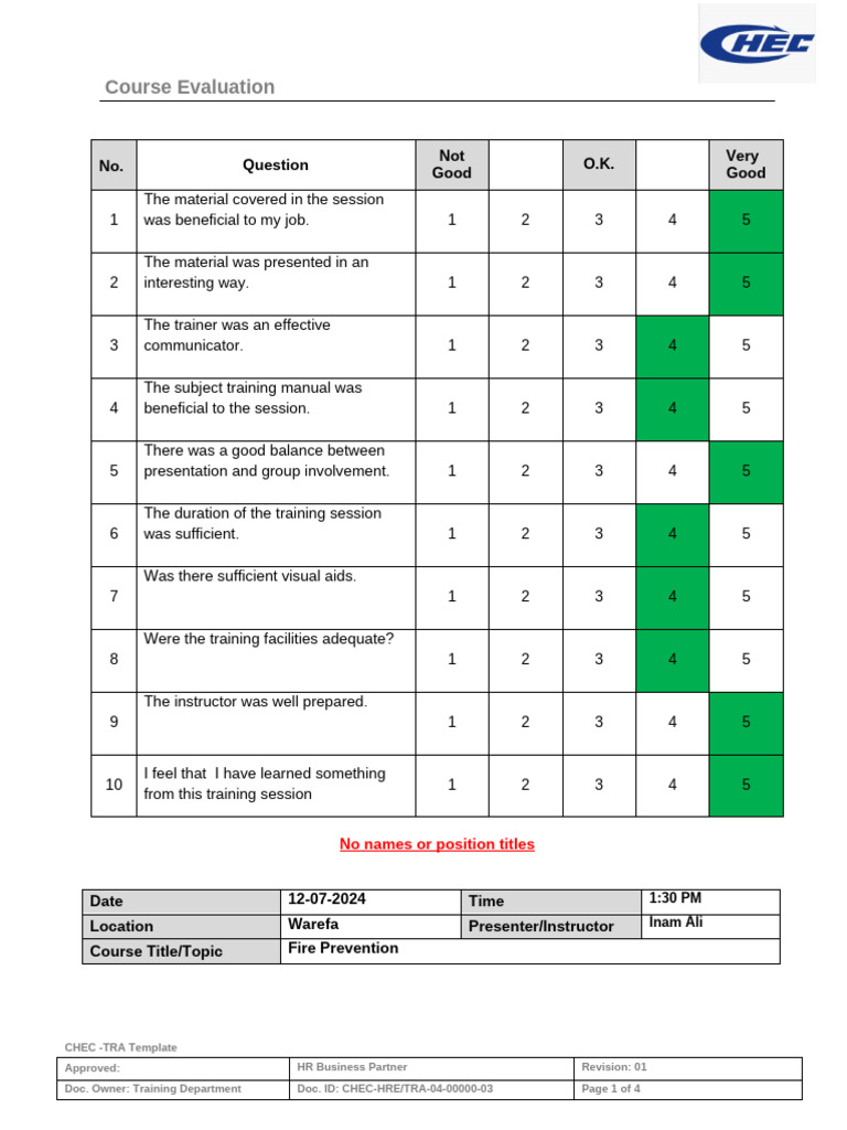 03 Course Evaluation | PDF