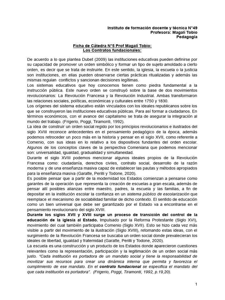 Ficha de C-Tedra N-5 Prof Magal - Tobio | PDF | Escuelas | Enseñando