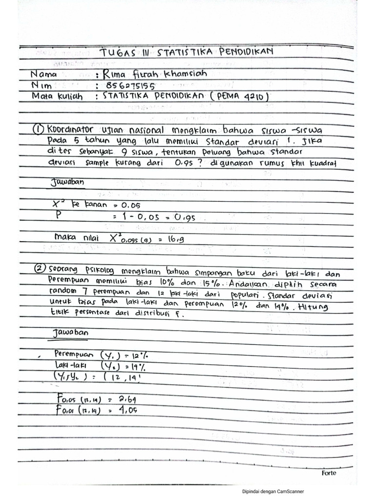 Tugas 3 Statistika Pendidikan | PDF