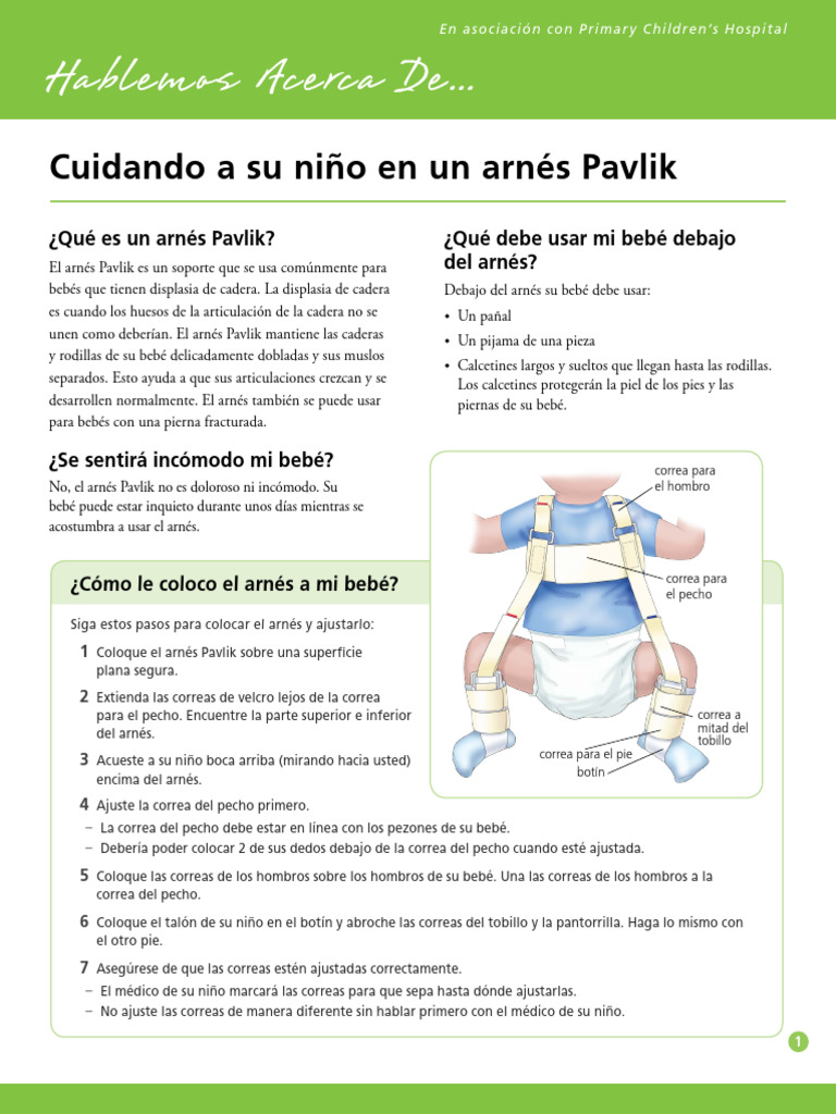 Cómo colocar y cuidar el arnés Pavlik | PDF