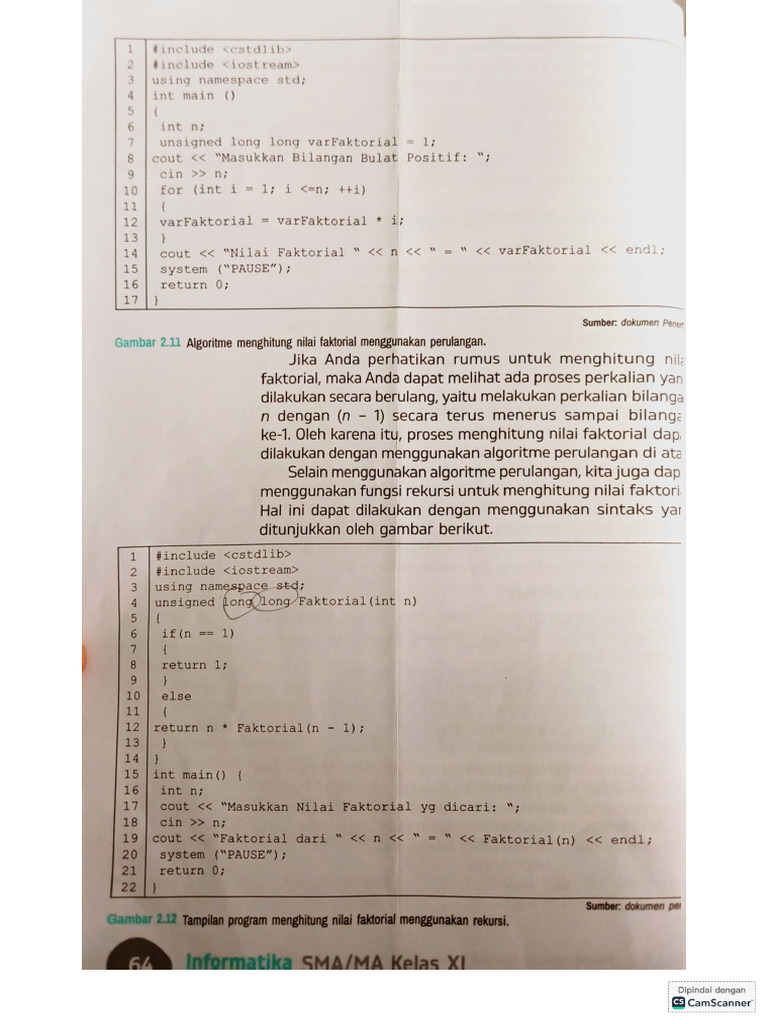 Program C++ (Faktorial) | PDF