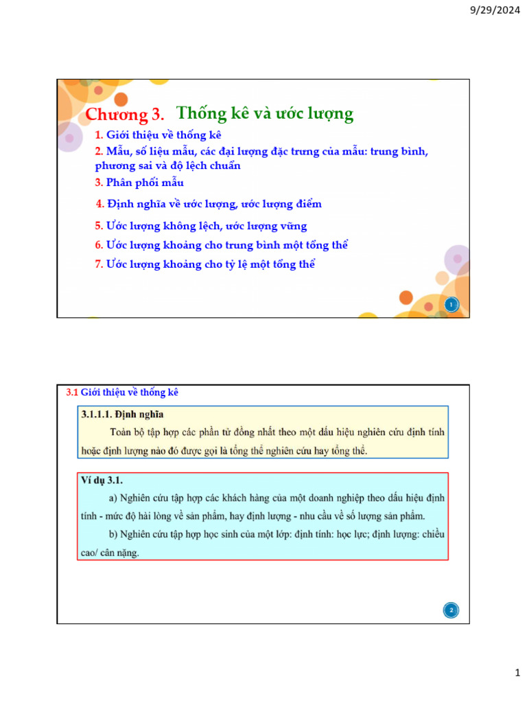 BÃ I Giáº NG ChÆ°Æ¡ng 3 - XSTK | PDF