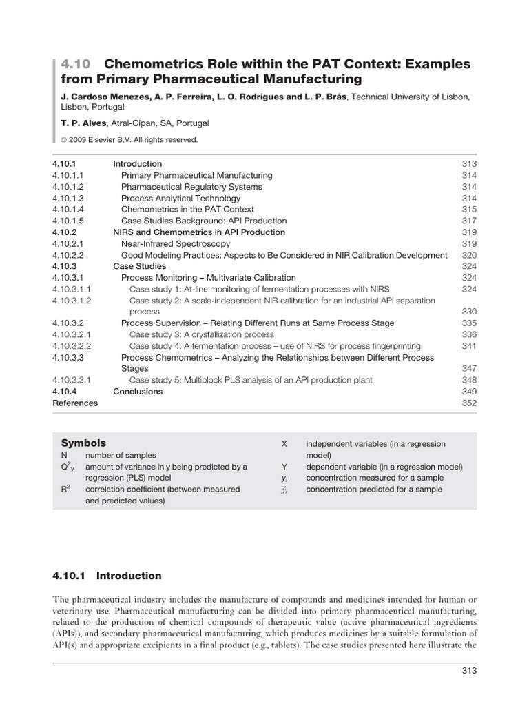 4.10 - Chemometrics Role Within The PAT Context. Examples From Primary ...