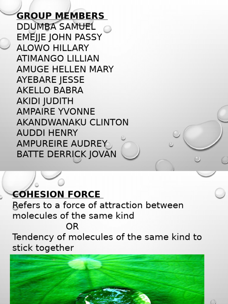 Understanding Cohesion Force in Water | PDF | Social Science | Wellness