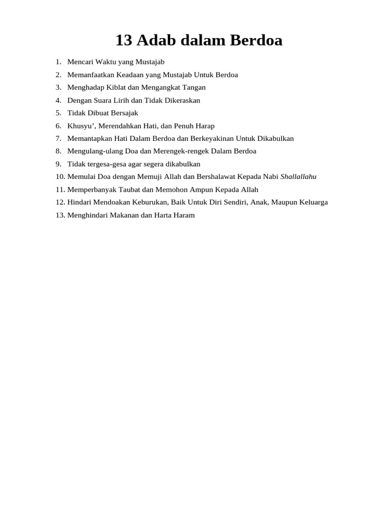 13 Adab Dalam Berdoa | PDF