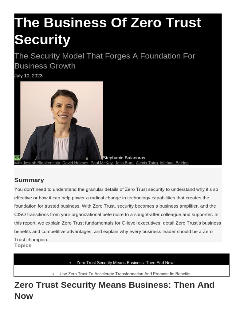 The Business of Zero Trust Security | PDF | Computer Security | Security