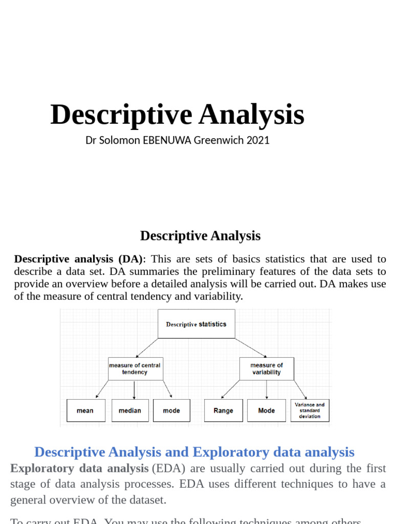 Lecturer3-Descriptive Analysis | PDF | Mean | Mode (Statistics)