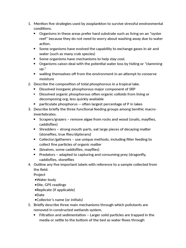Fresh Water and Marine Ecosystem Marking Guide | PDF