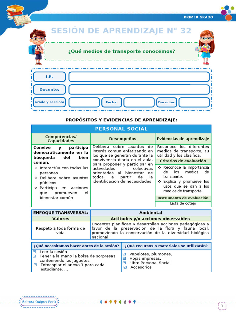 Sesiones de Aprendizaje - Semana 4 - UD VII - Editora Quipus Perú | PDF | Evaluación | Aprendizaje