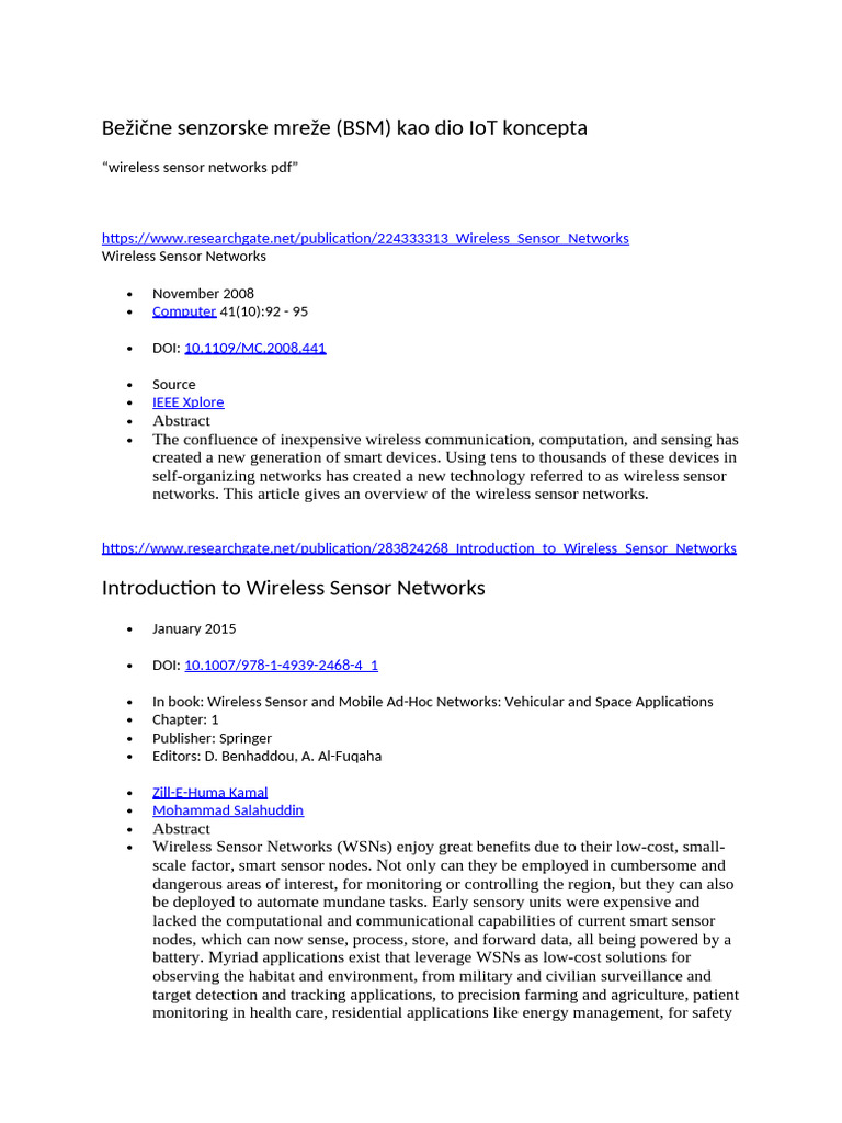 Introduction to Wireless Sensor Networks | PDF | Wireless Sensor Network | Computer Network