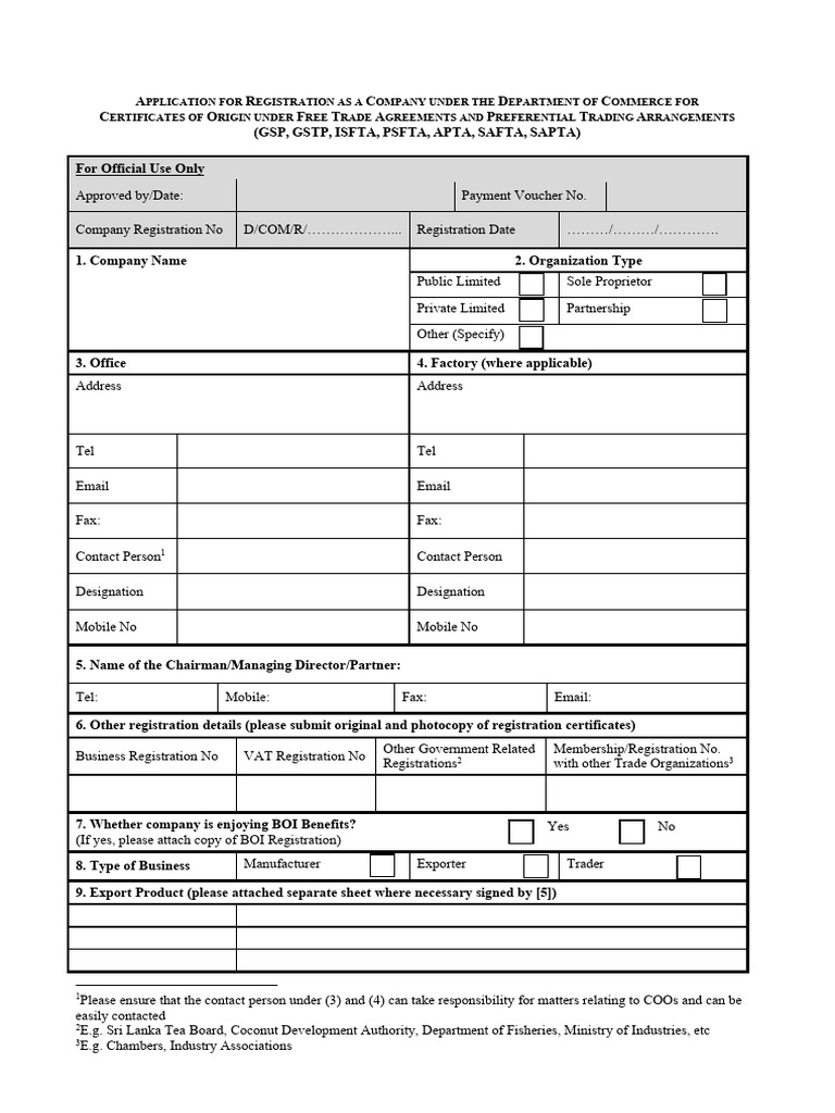 Company Registration Form | PDF | Business Law | Business