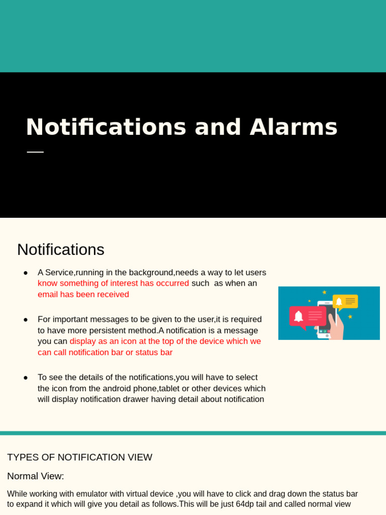 Notifications and Alarms | PDF | Android (Operating System) | Icon (Computing)