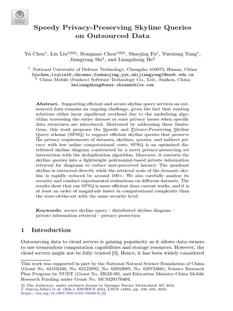 Speedy Privacy-Preserving Skyline Queries On Outsourced Data | PDF ...