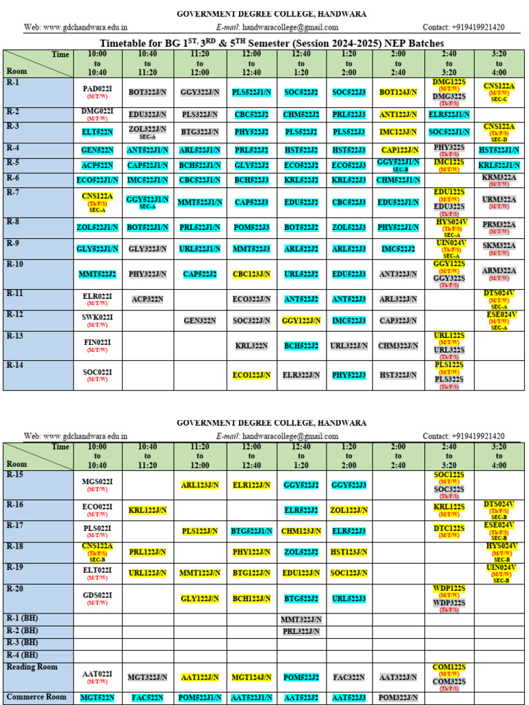 Final Revised Timetable-1 | PDF
