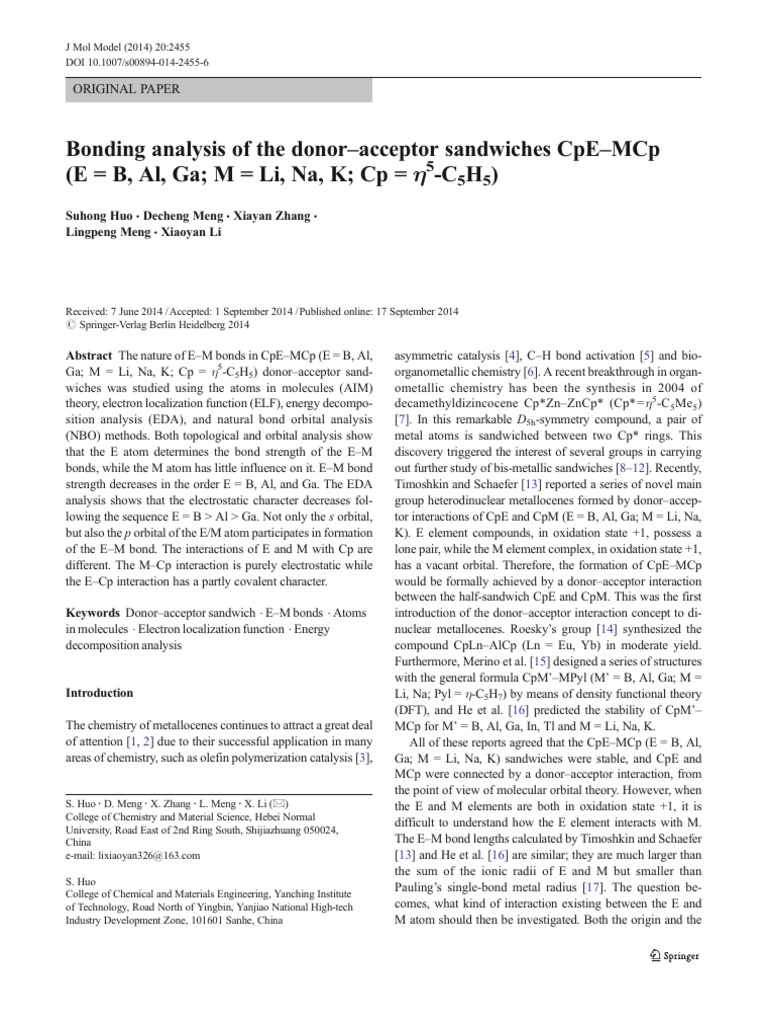 J Mol Model - 2014 - Li | PDF | Chemical Bond | Chemistry