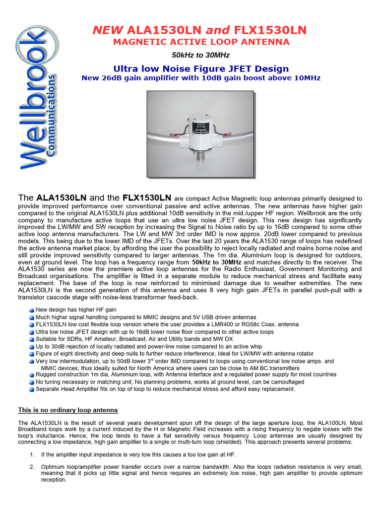 ALA 1530LN Loop Magnetica Attiva | PDF | Antenna (Radio) | Amplifier