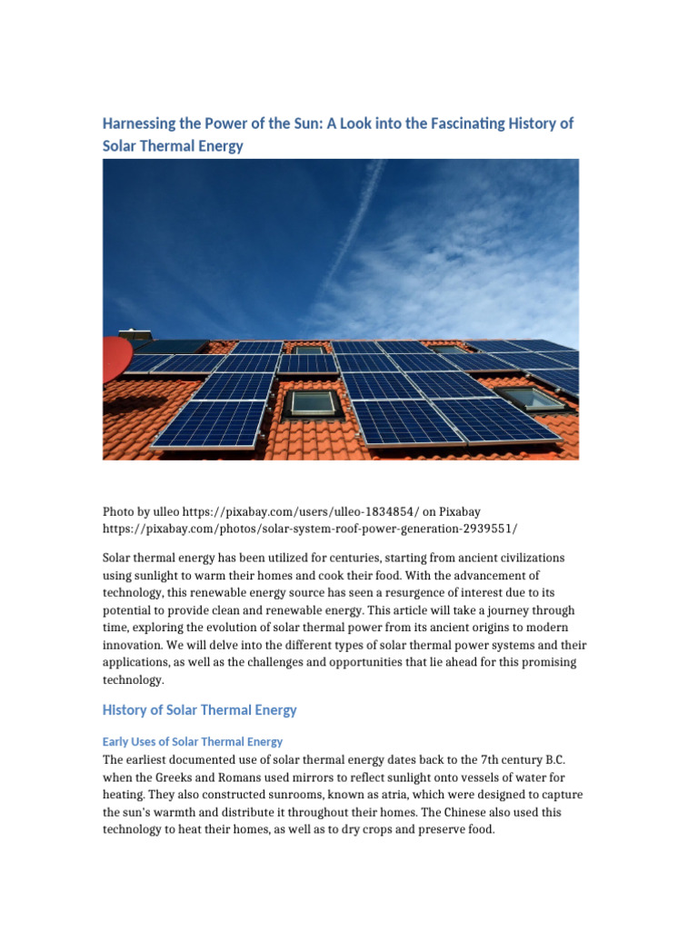 Harnessing The Power of The Sun - A Look Into The Fascinating History ...