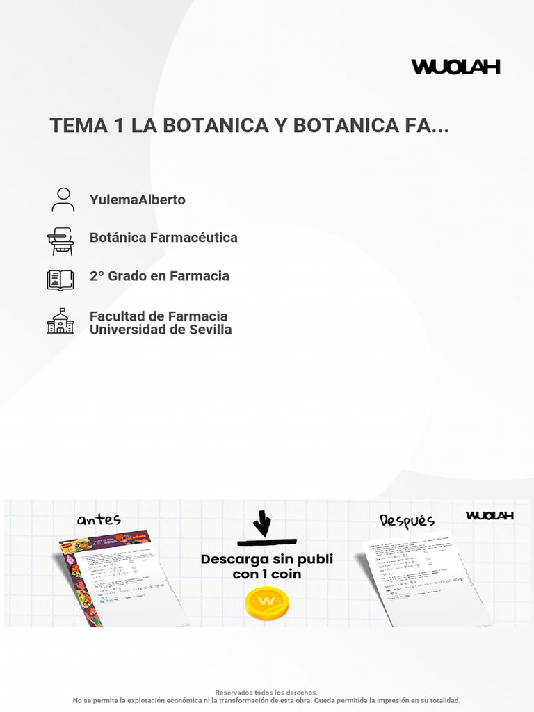 Tema 1 La Botánica y Botánica Farmacéutica. Utilidades de Hongos y ...