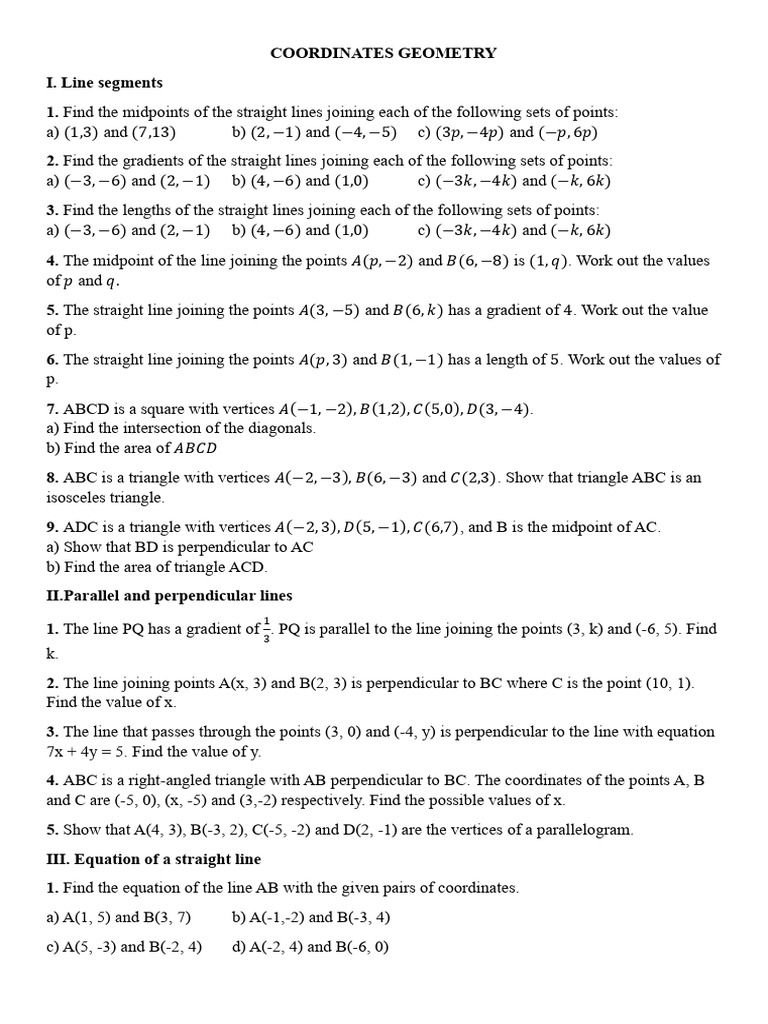 Lesson 5 Coordinates Geometry | PDF | Line (Geometry) | Elementary ...