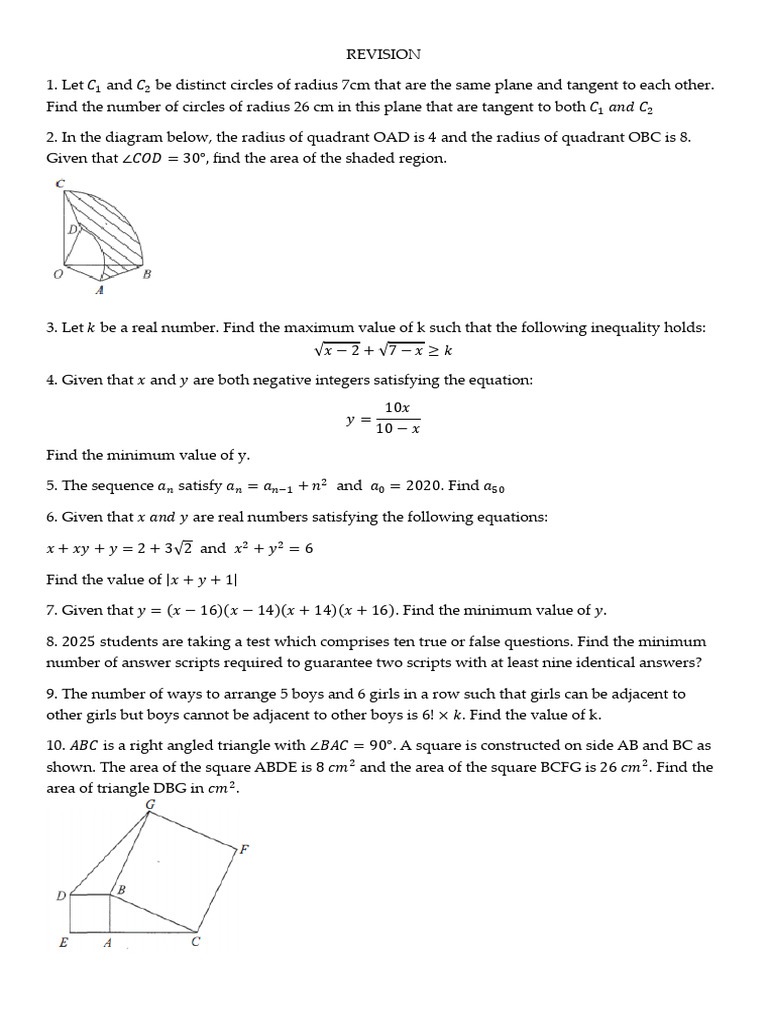 Revision 27 10 2024 | PDF | Numbers | Area