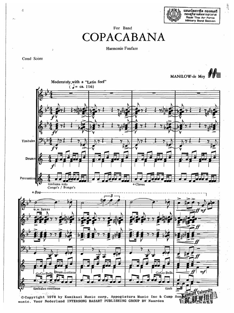 Copacabana - Johan de Mey - A.pdf 2 | PDF | Gaiaphones | Drumming