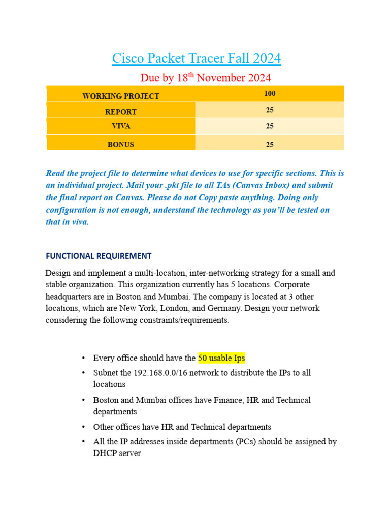 Project Fall 2024 | PDF | Computer Network | Ip Address