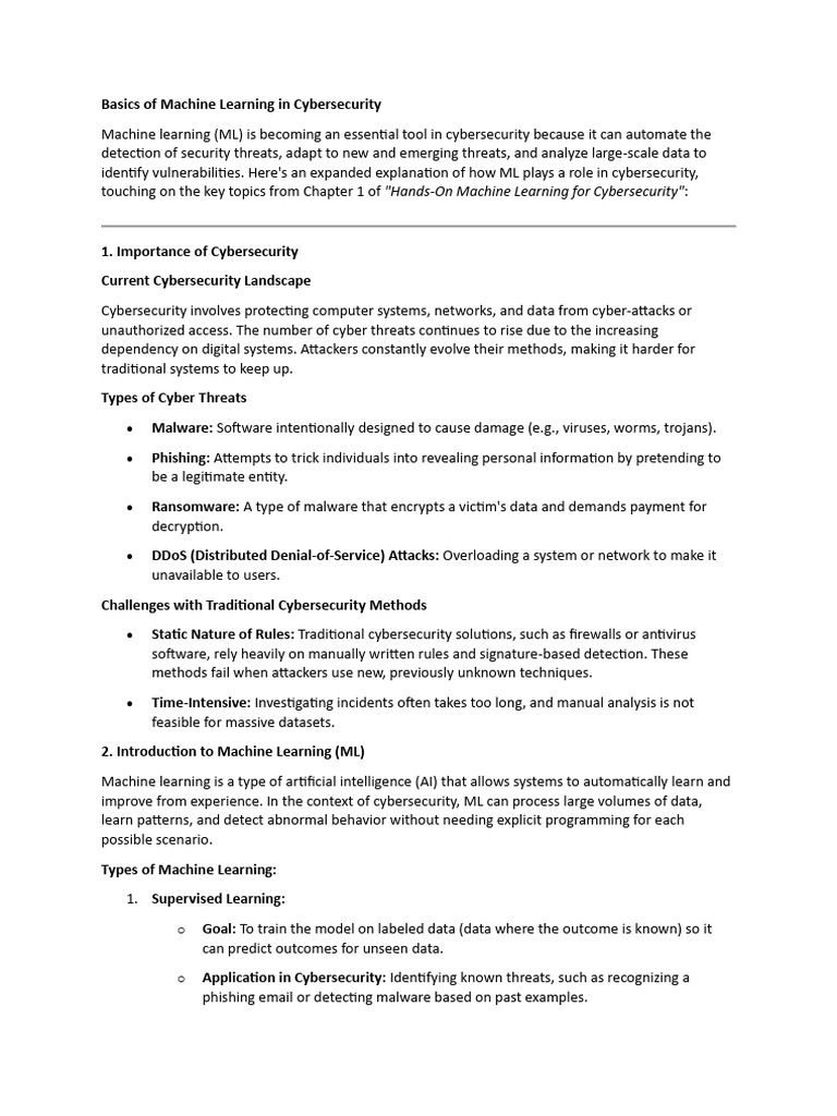 Basics of Machine Learning in Cybersecurity | PDF | Security | Computer ...