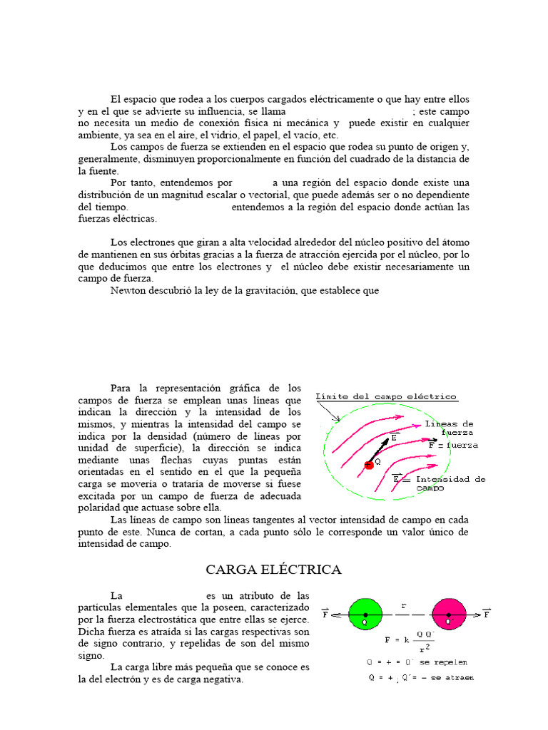 Campos Eléctricos | PDF | Fuerza | Electricidad