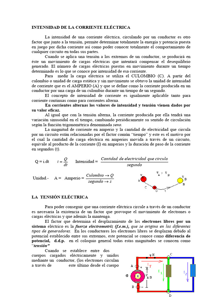 Intensidad de La Corriente Electrica | PDF | Corriente eléctrica | voltaje