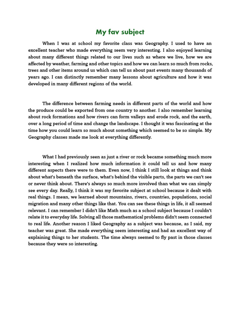 My Fav Subject | PDF