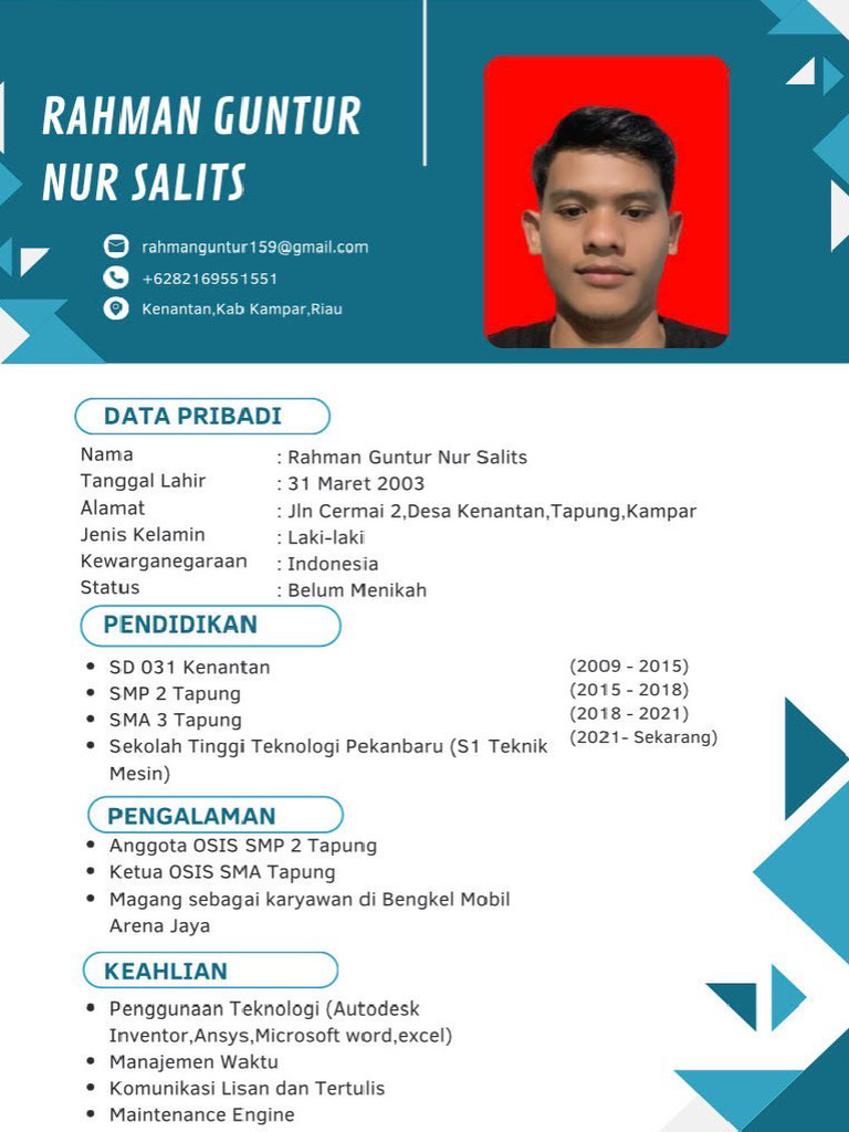 Contoh CV Rahman Guntur | PDF