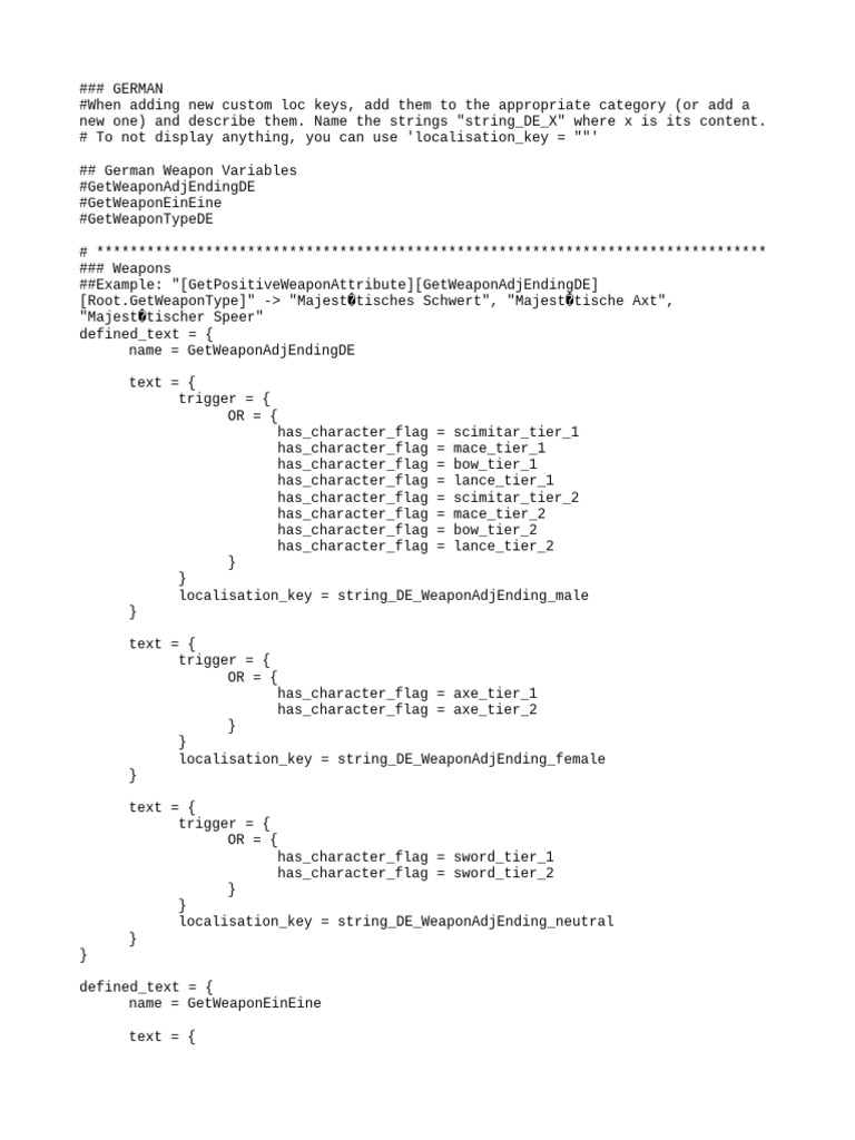 00 Customizable Localisation DE Weapons | PDF | Computer Programming