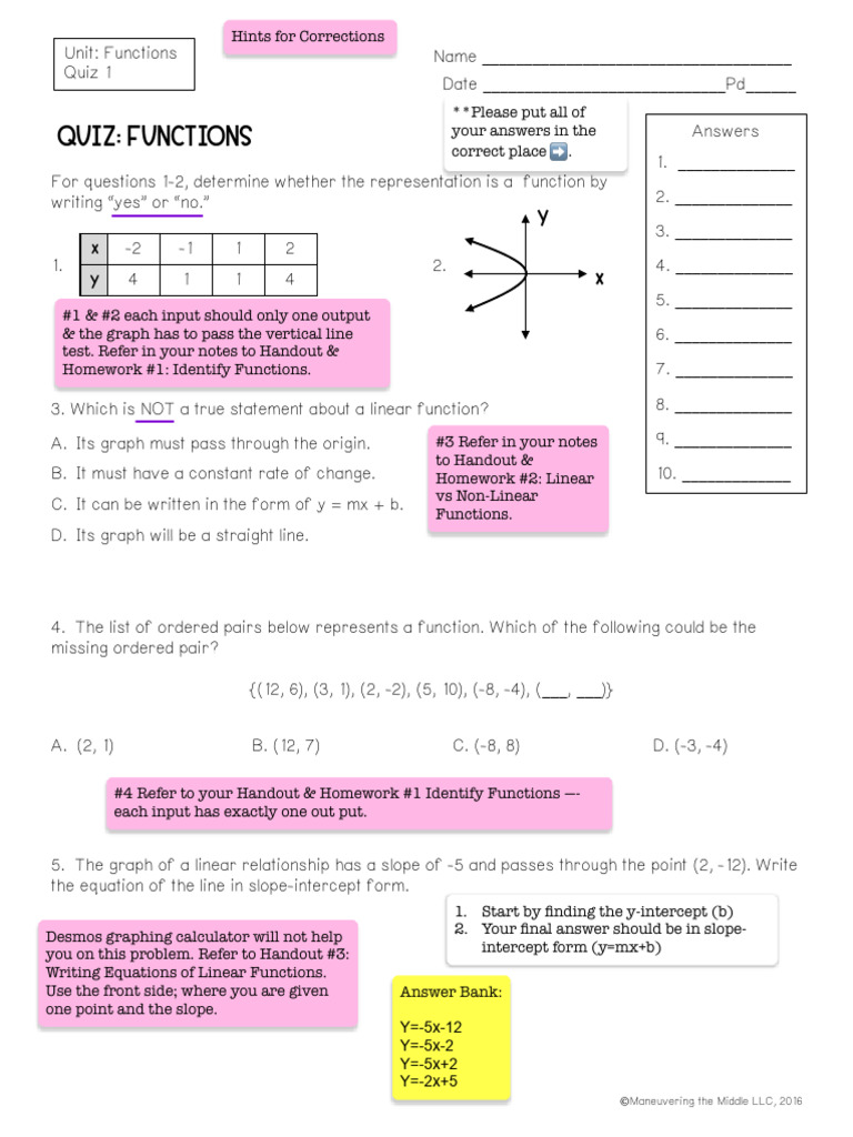 Quiz Function Corrections HELP | PDF | Elementary Mathematics | Applied ...