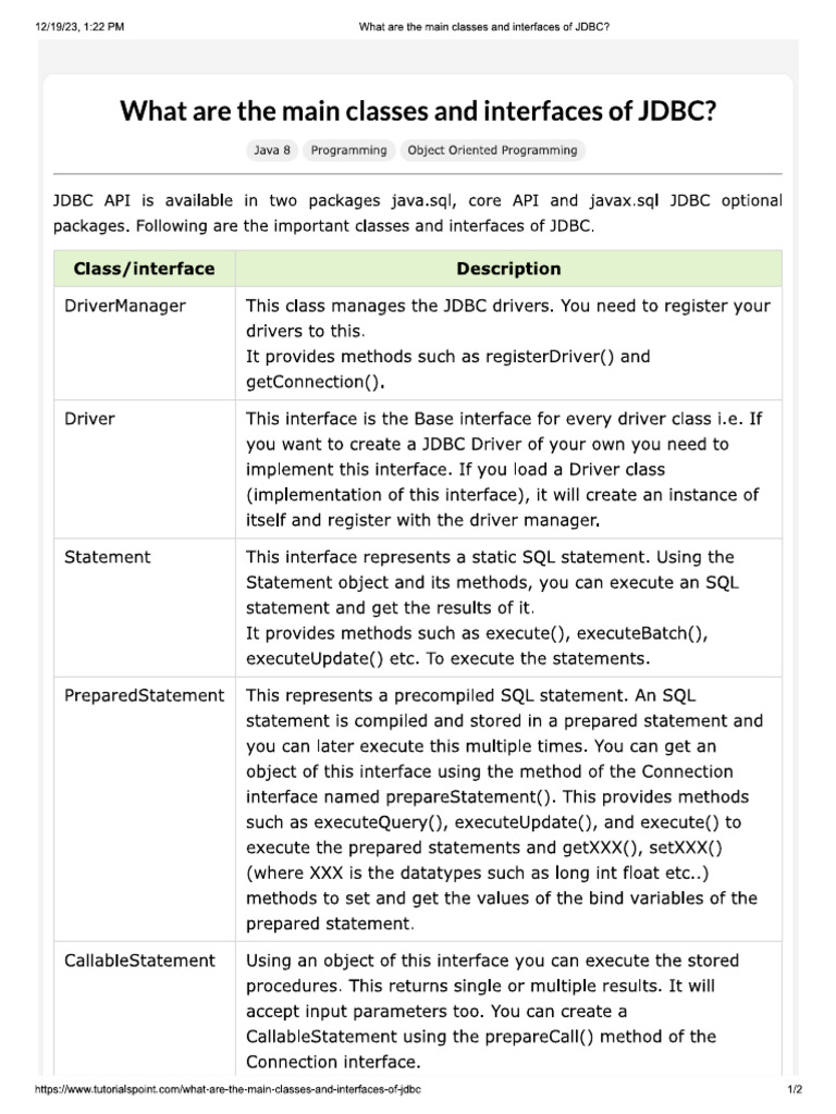 Interface JDBC | PDF