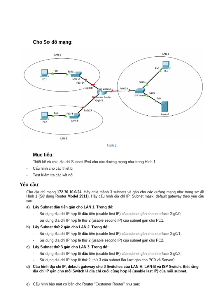 Subnet An IPv4 Network - Đề 1 | PDF