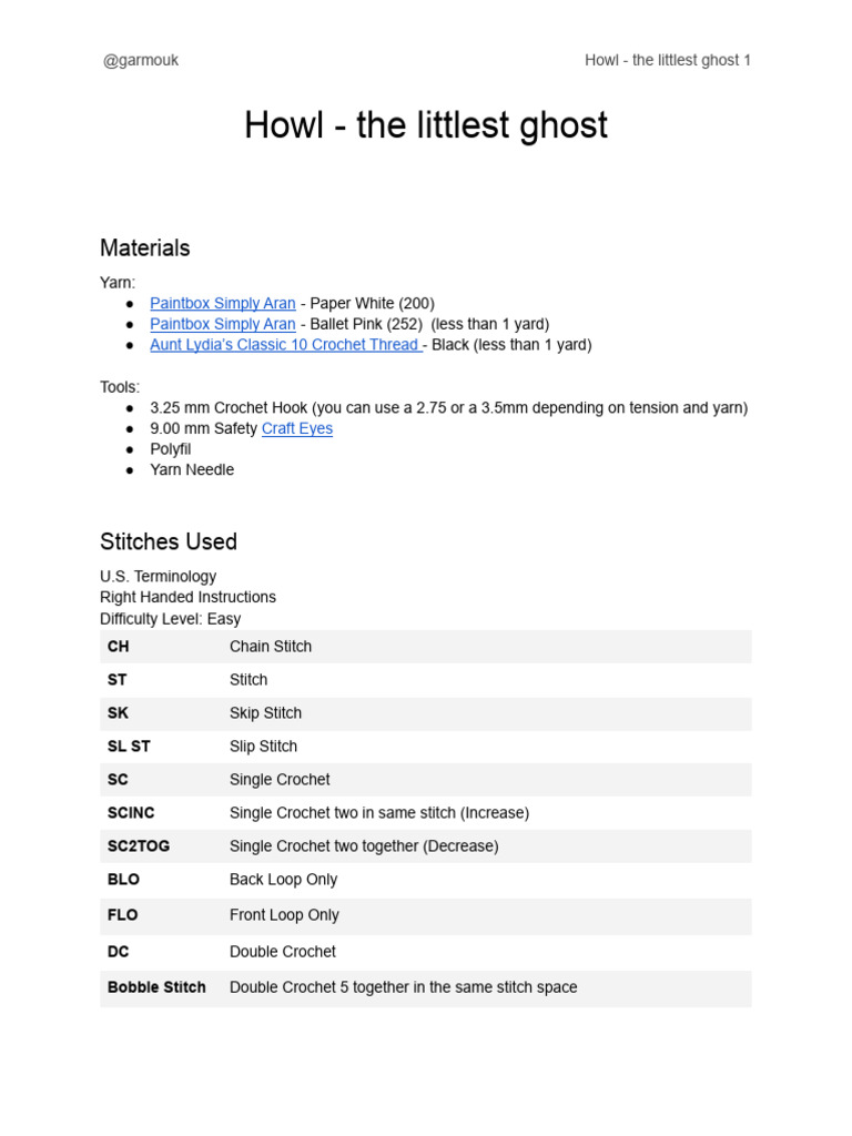 Ghost | PDF | Crochet | Woven Fabrics