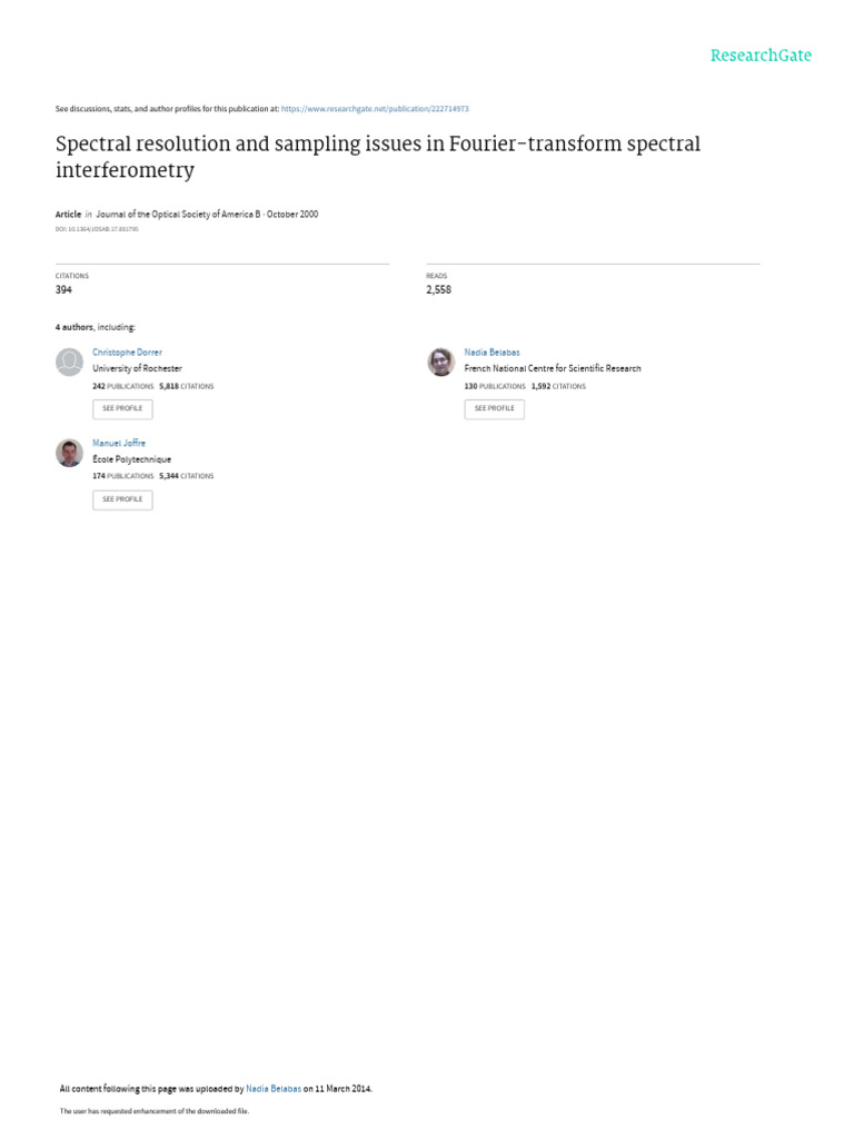 Spectral Resolution and Sampling Issues in Fourier | PDF | Interferometry | Spectral Density