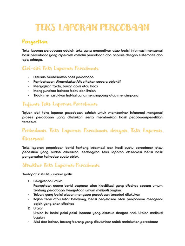 Teks Laporan Percobaan (Kelas 9) | PDF