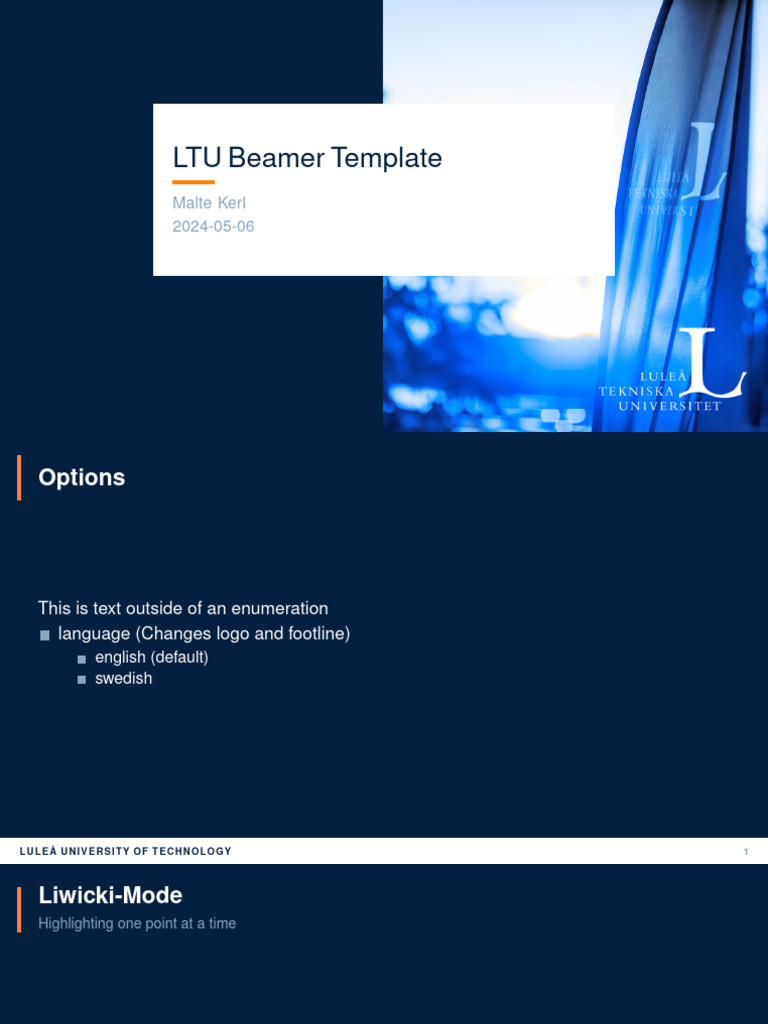 LTU Beamer Template Guide | PDF