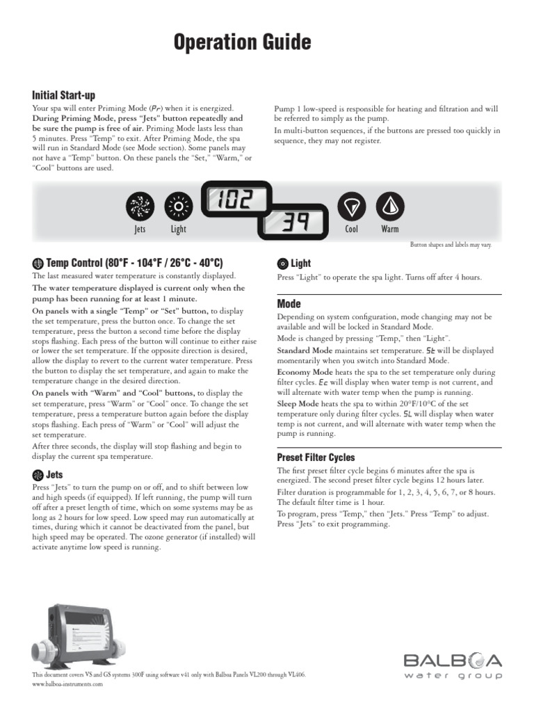 Balboa GS100 Instruction | PDF | Water | Pump